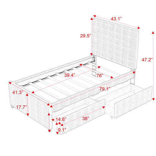 Latitude Run® Twin Size Linen Upholstered Platform Bed With Headboard